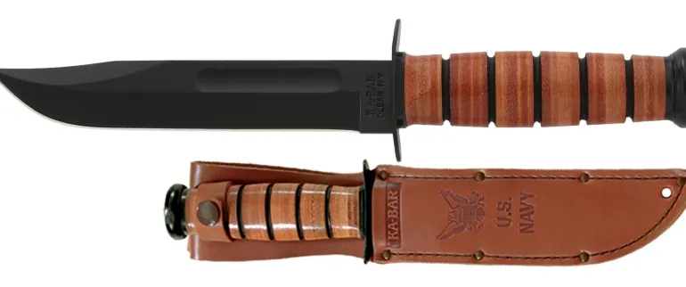 Ka-Bar KB1225 Fighting Utility Knife Brown Leather Sheath Straight Edge ...